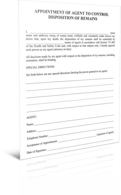 Appointment of Agent Form - Waco Cremation